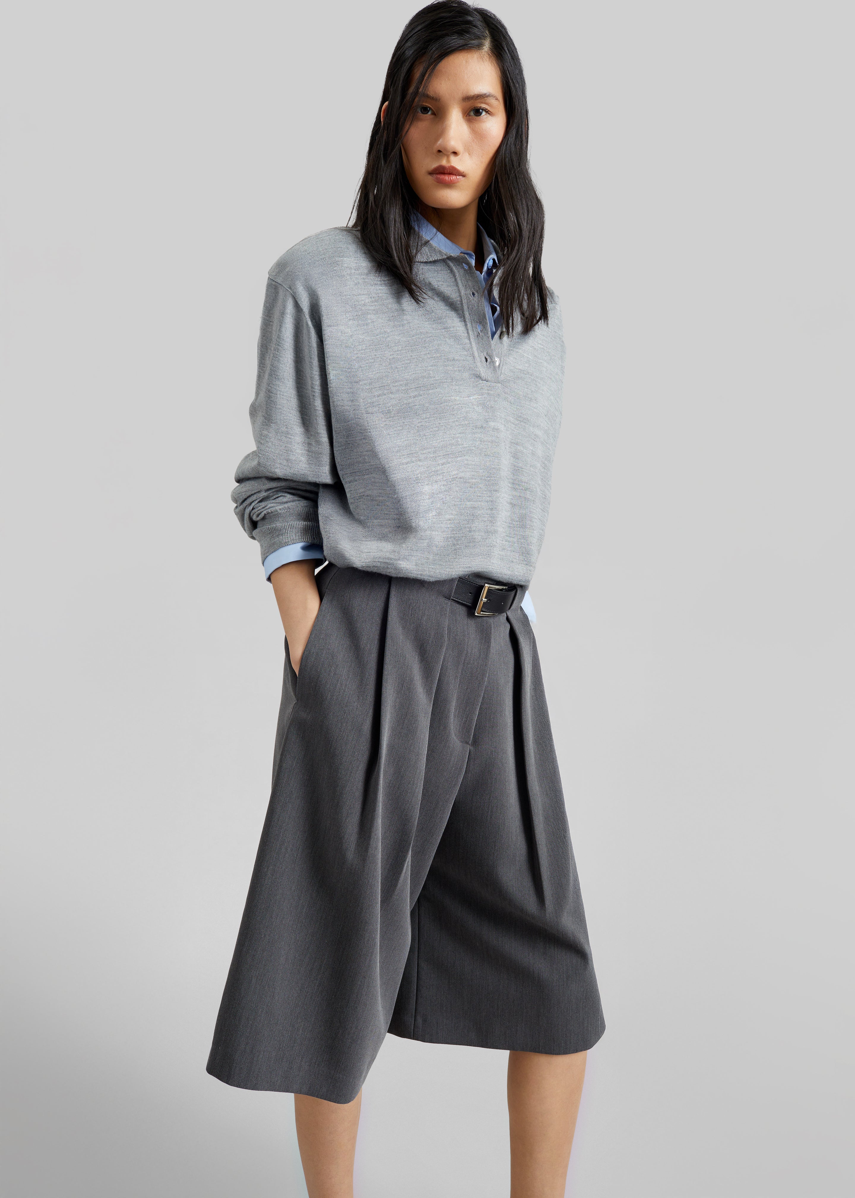 Avallon Padded Knit Polo - Grey – The Frankie Shop
