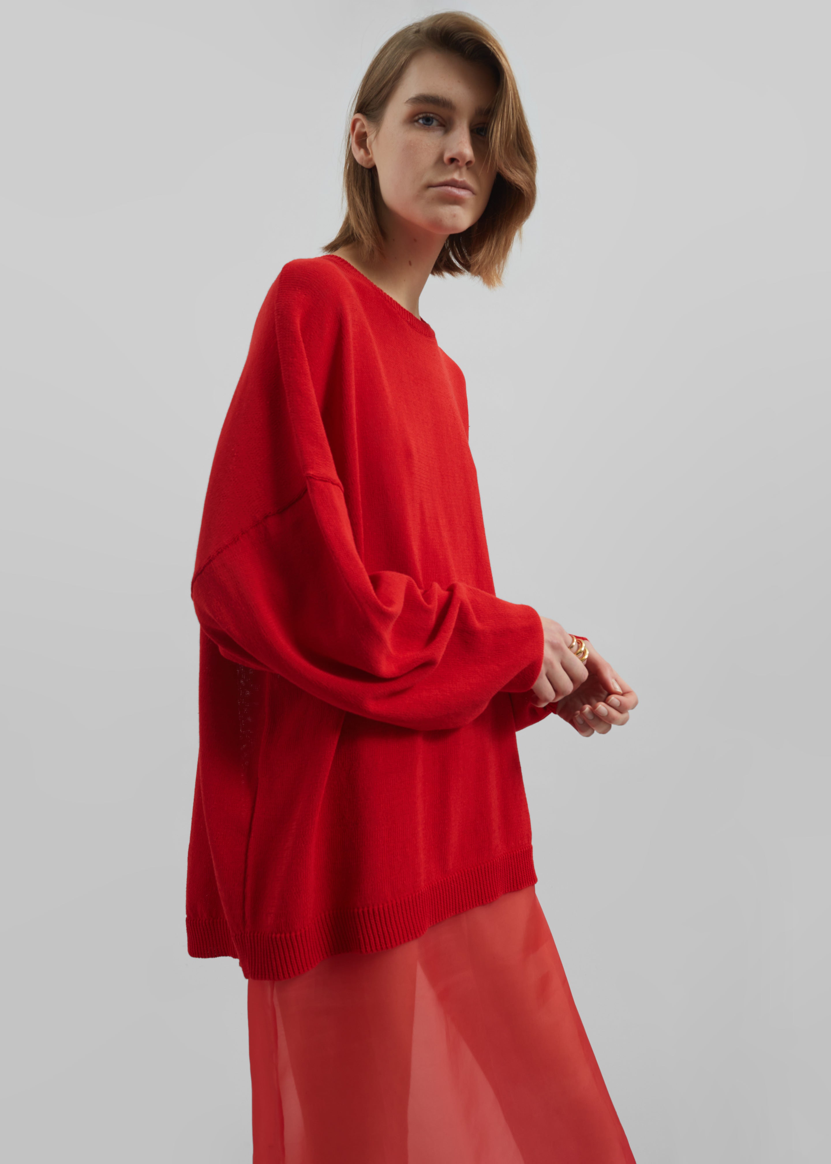 Basel Crew Neck Sweater - Red – The Frankie Shop