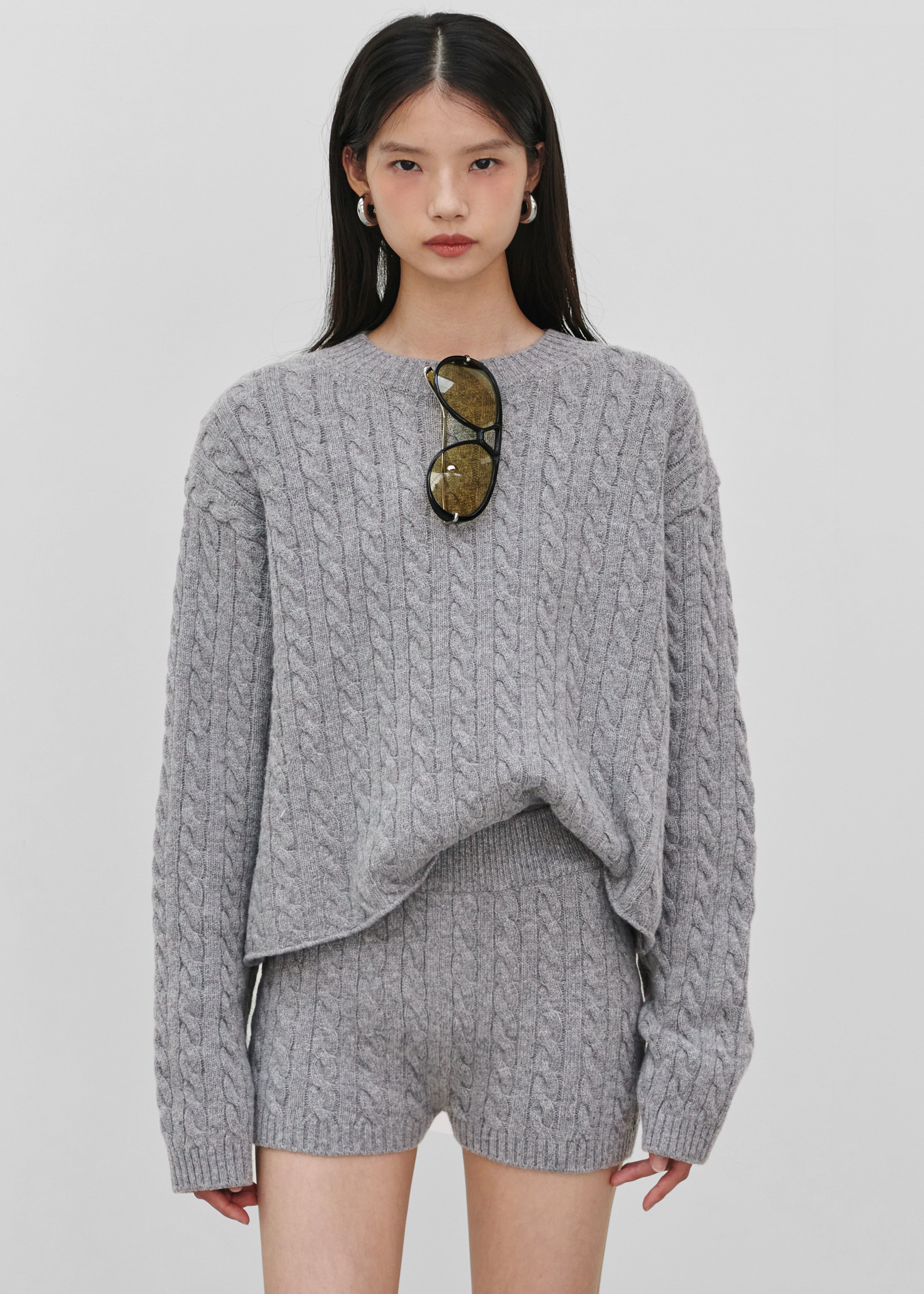 Brisbane Cropped Boxy Sweater - Grey – The Frankie Shop