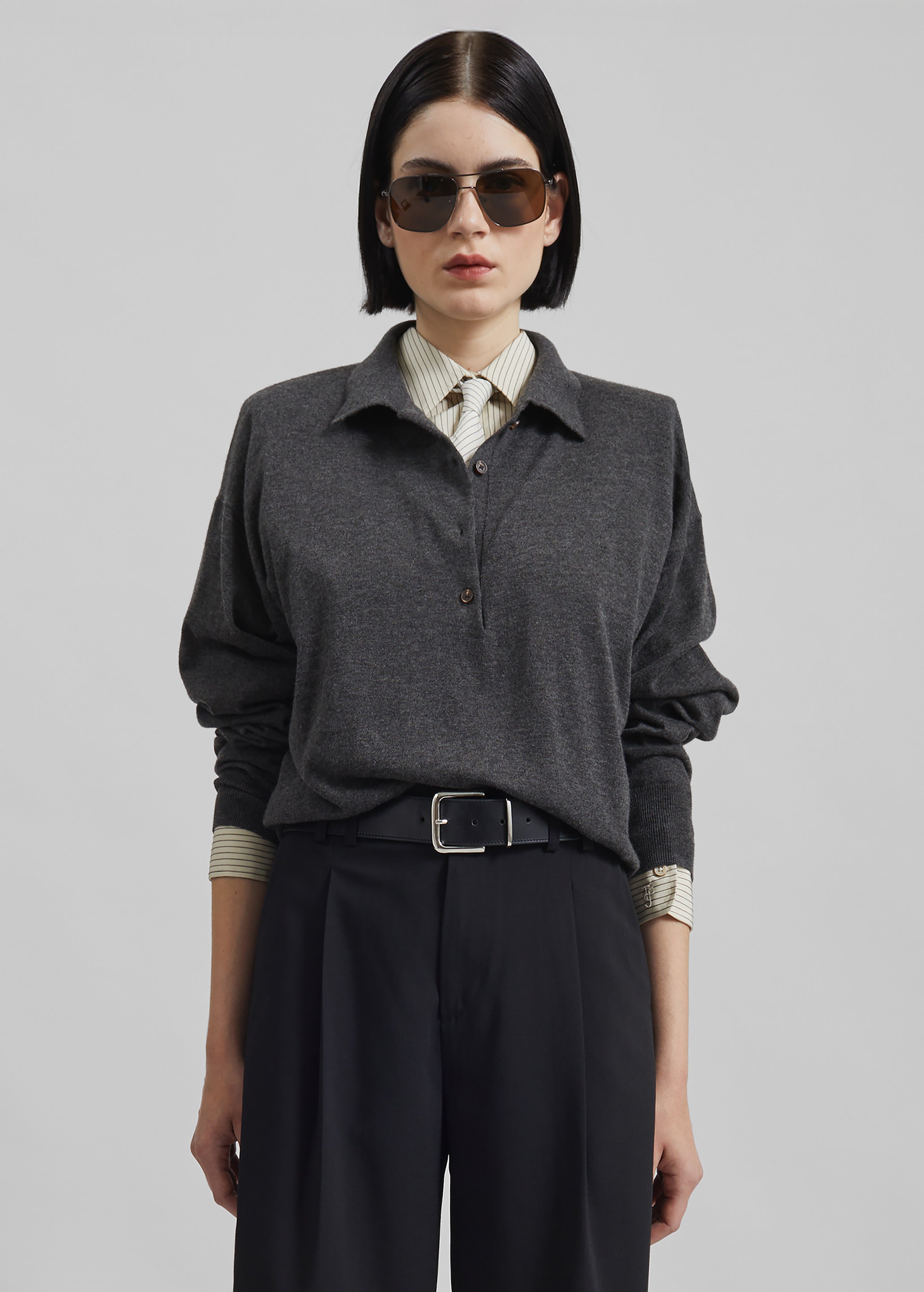 Croydon Padded Knit Polo - Grey – The Frankie Shop