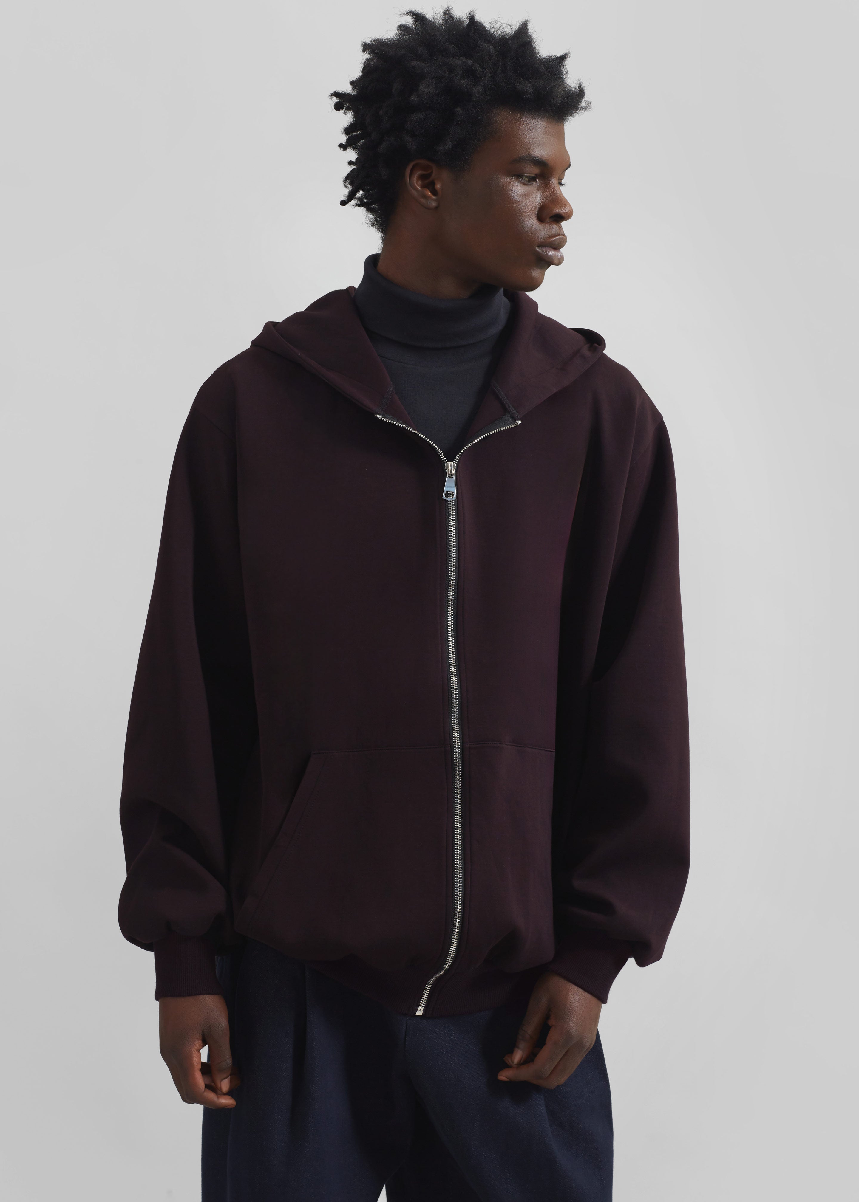 Decker Zip-Up Hoodie - Dark Plum – The Frankie Shop