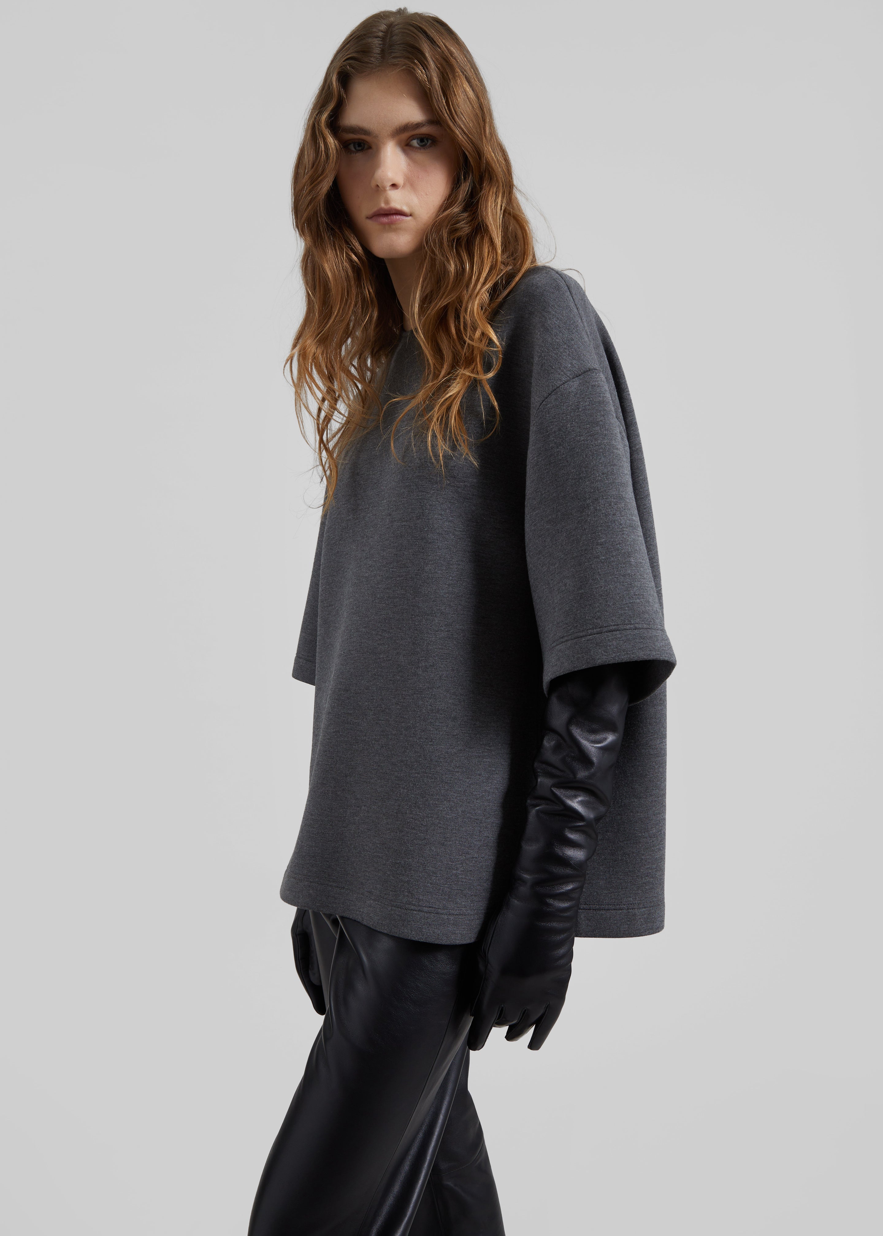 Delancey Neoprene Tee - Dark Grey – The Frankie Shop