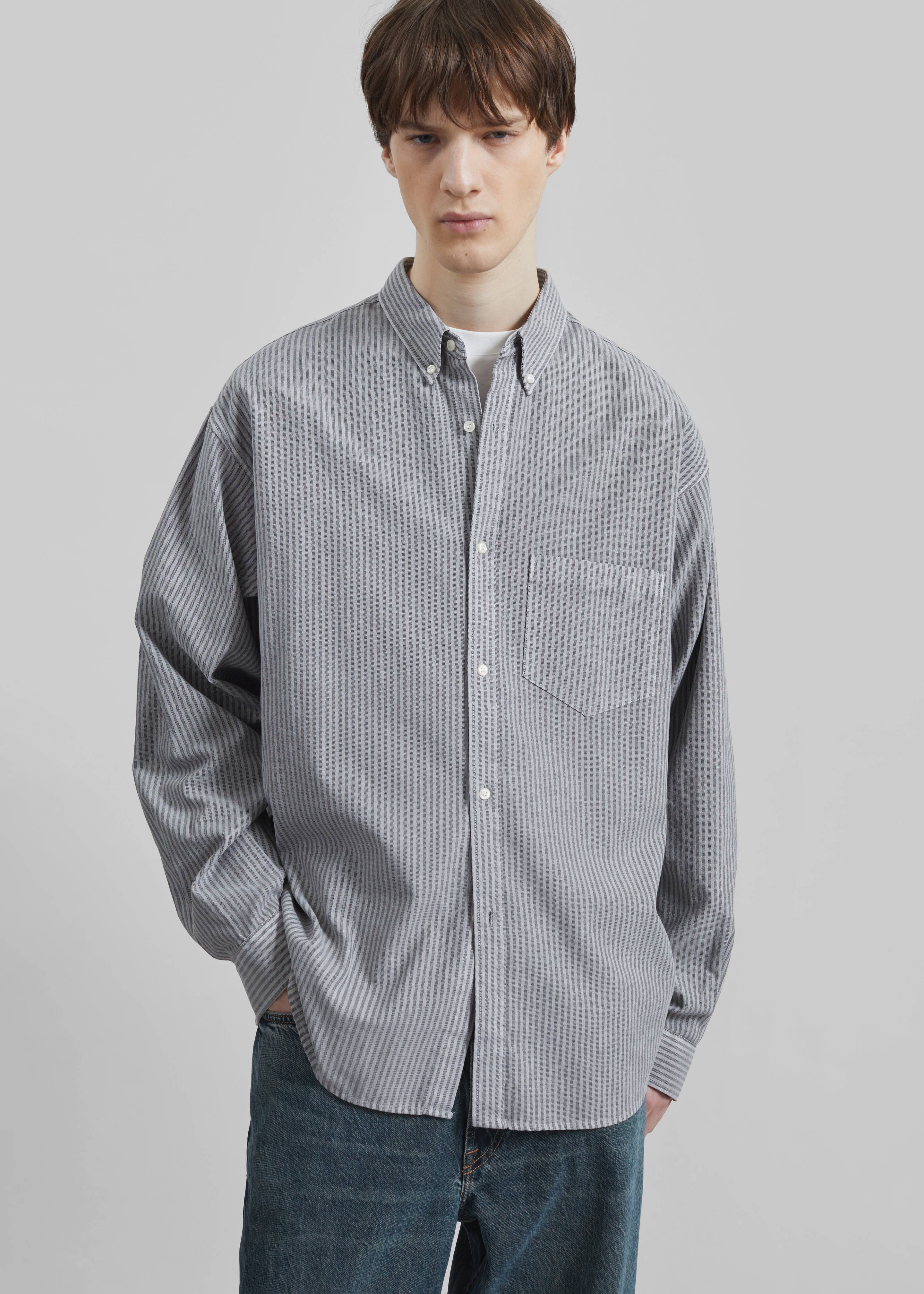 Legan Shirt - Grey Stripe – The Frankie Shop