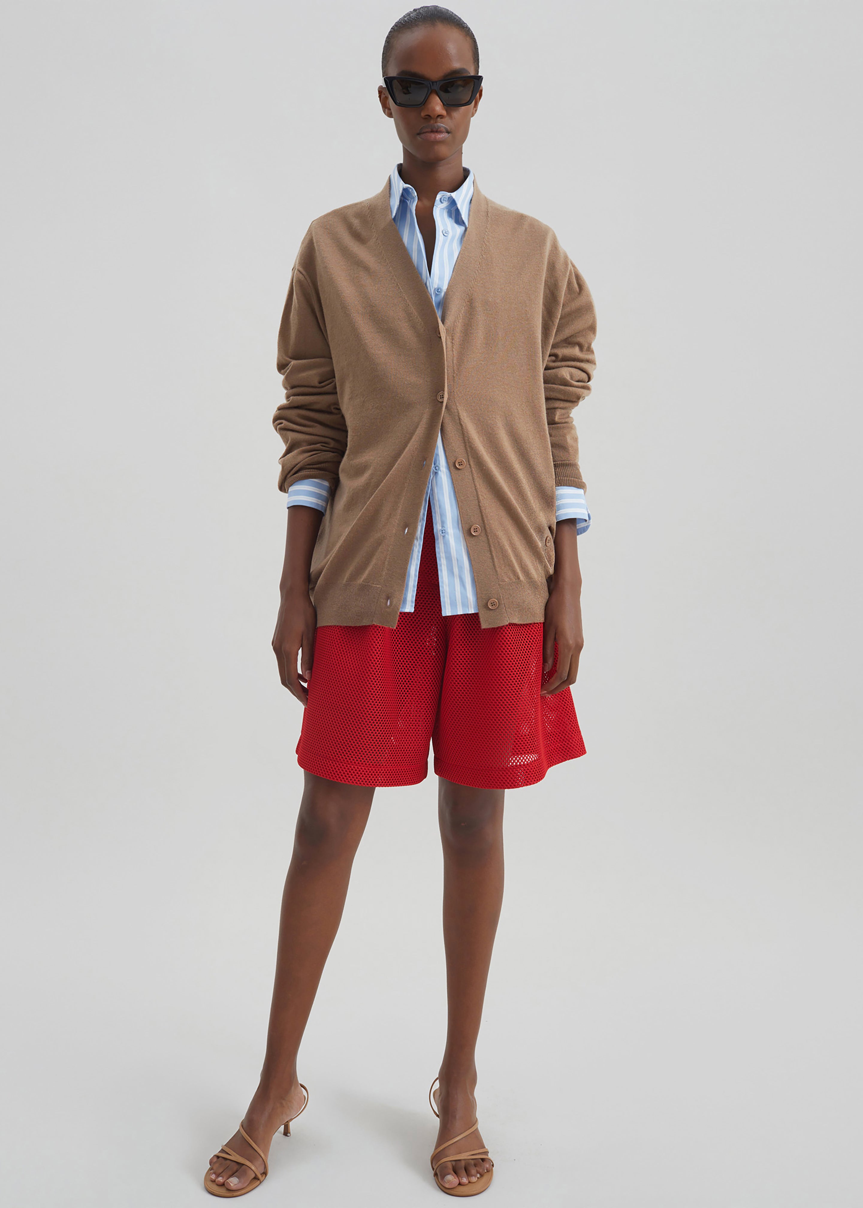 Marfa Mesh Pleated Bermuda Shorts - Red – The Frankie Shop