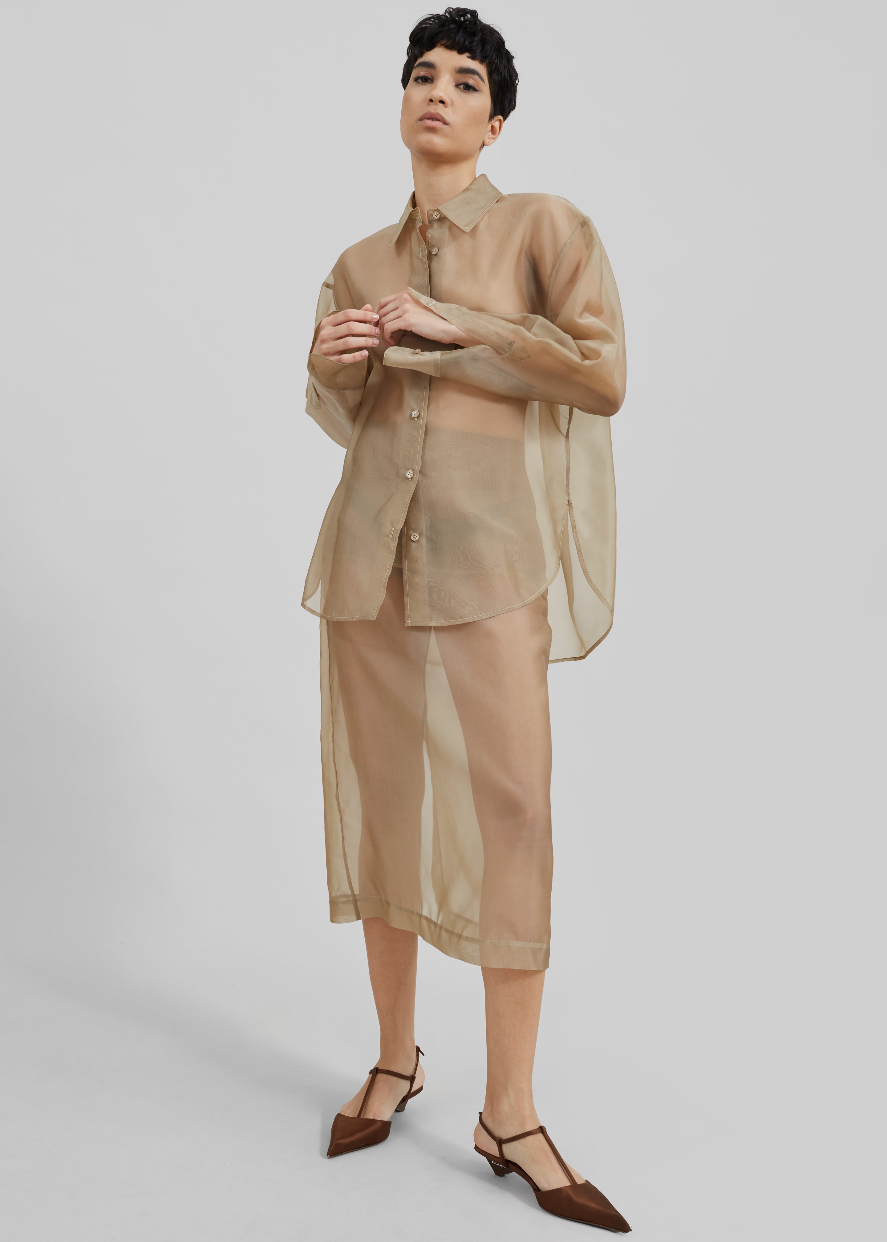 Peri Sheer Shirt - Desert Sand – The Frankie Shop