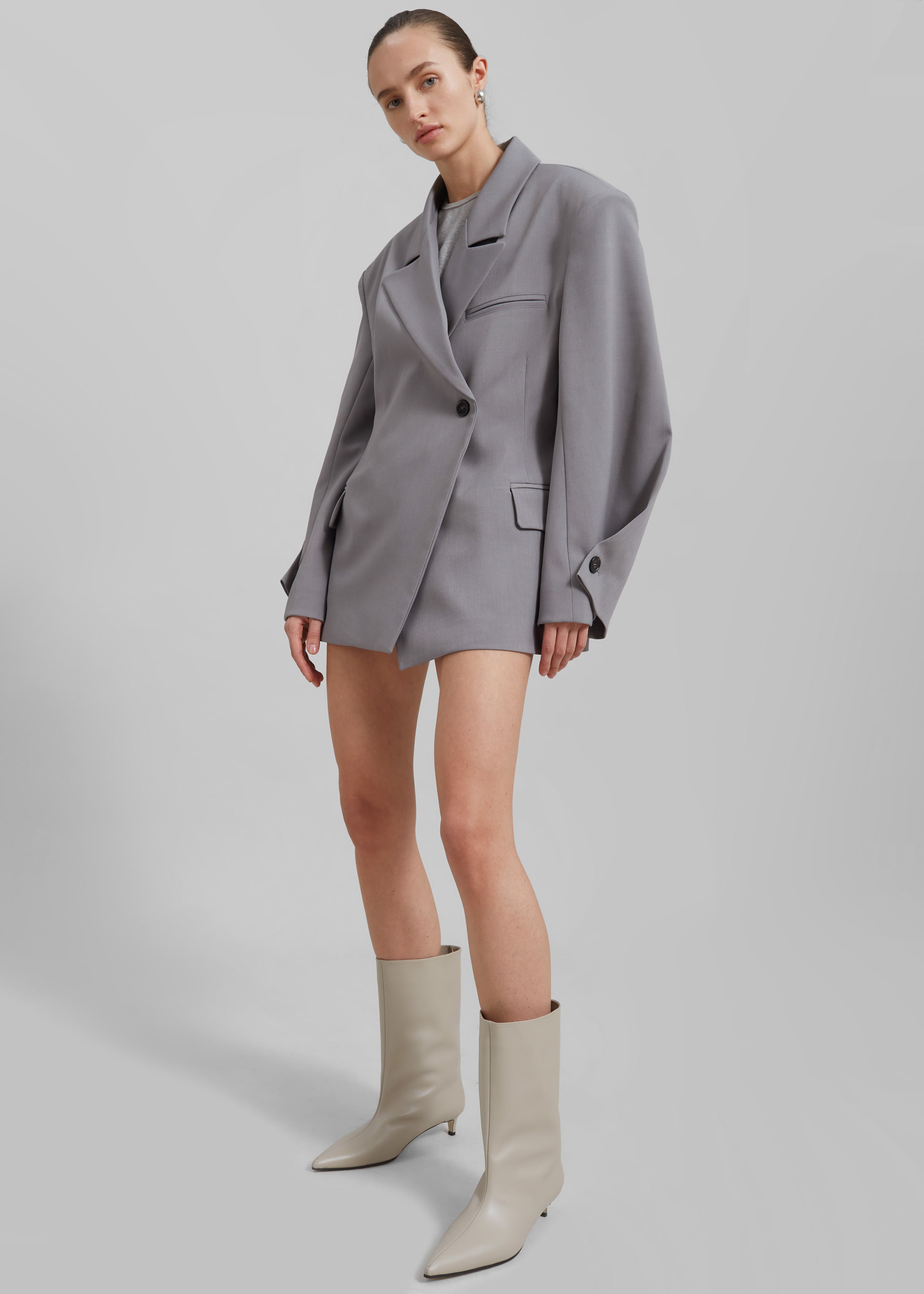 Pia Boxy Blazer - Grey – The Frankie Shop