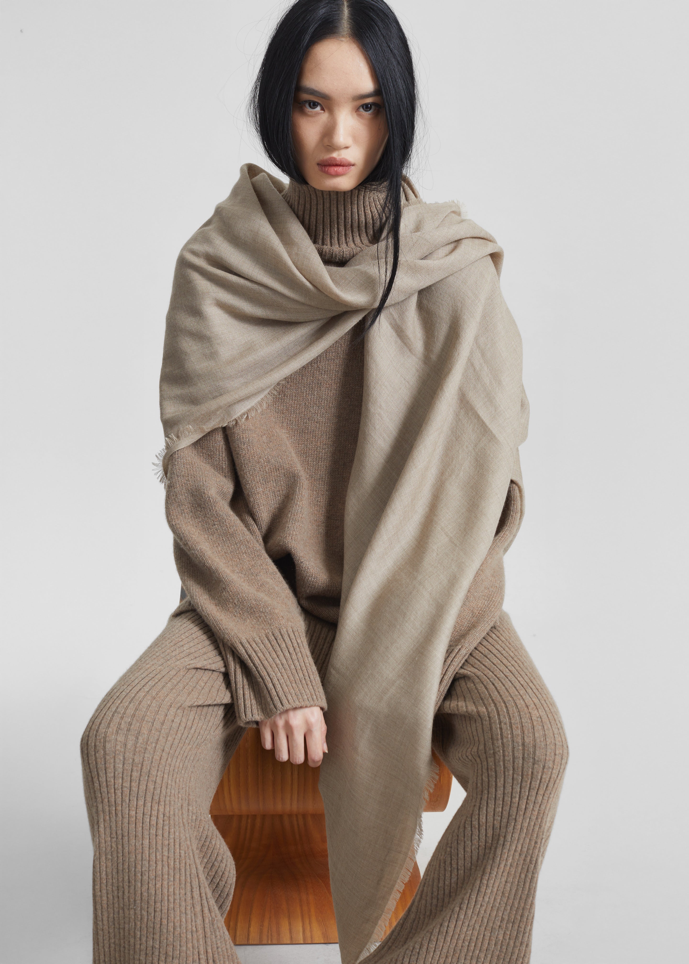 Sanova Cashmere Twill Scarf - Taupe – The Frankie Shop