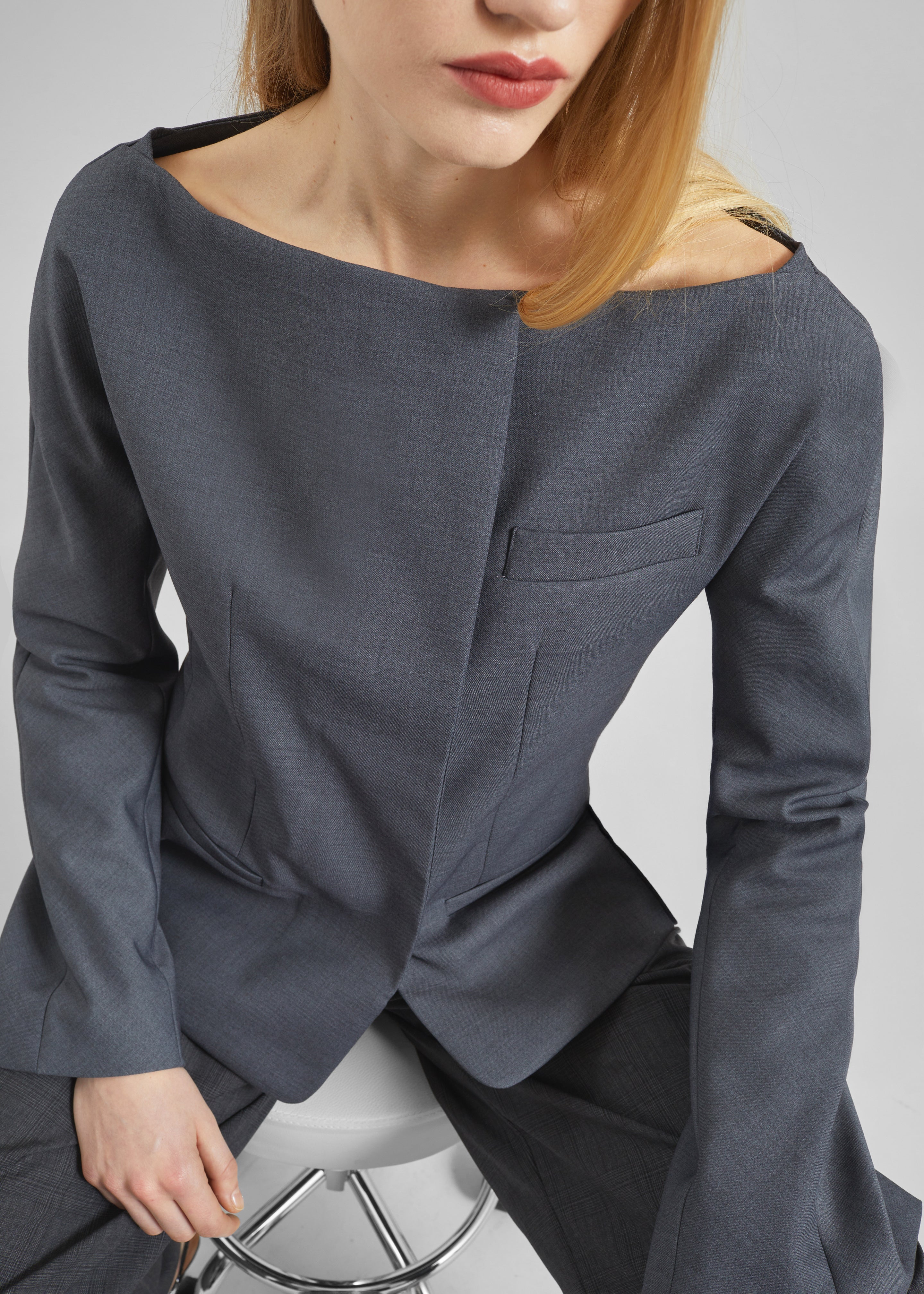Troense Boatneck Tailored Blazer - Grey – The Frankie Shop